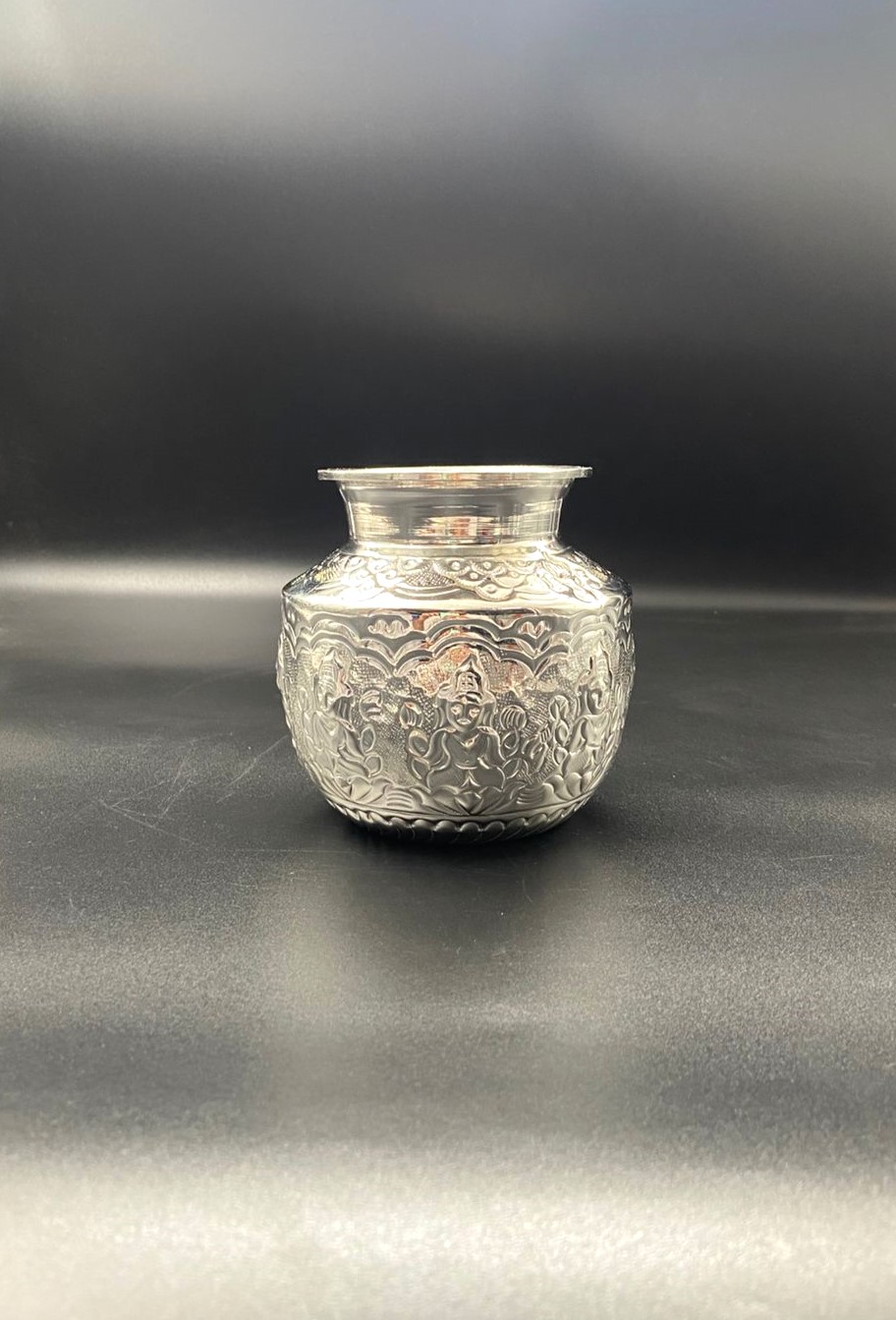 German Silver Ashtalakshmi Kalash Medium – Silver Magic