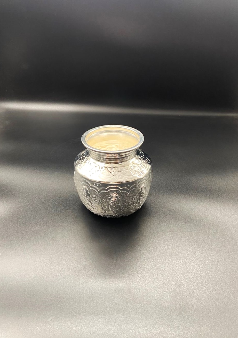 German Silver Ashtalakshmi Kalash Medium – Silver Magic